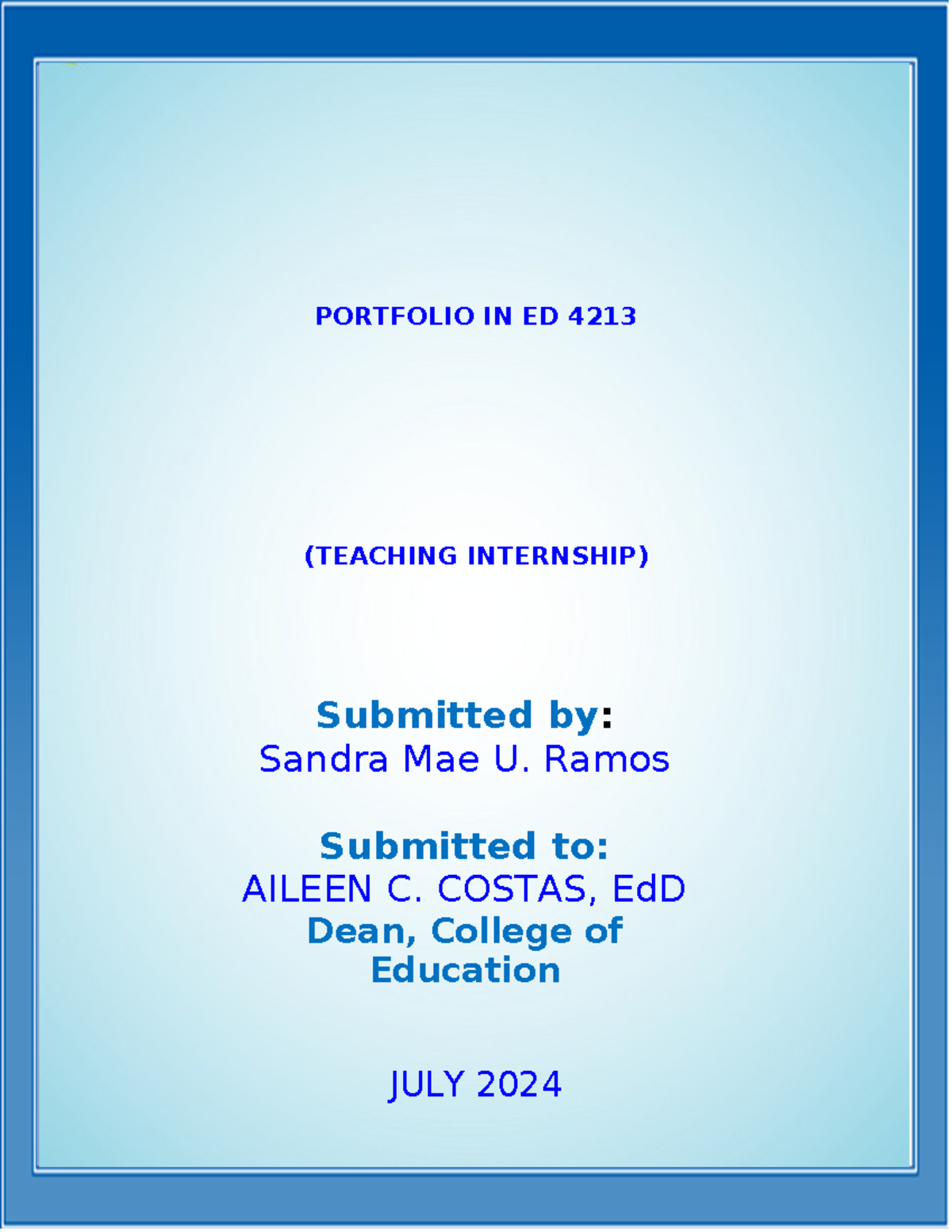 Intern cover - electronics 10 - PORTFOLIO IN ED 4213 (TEACHING ...