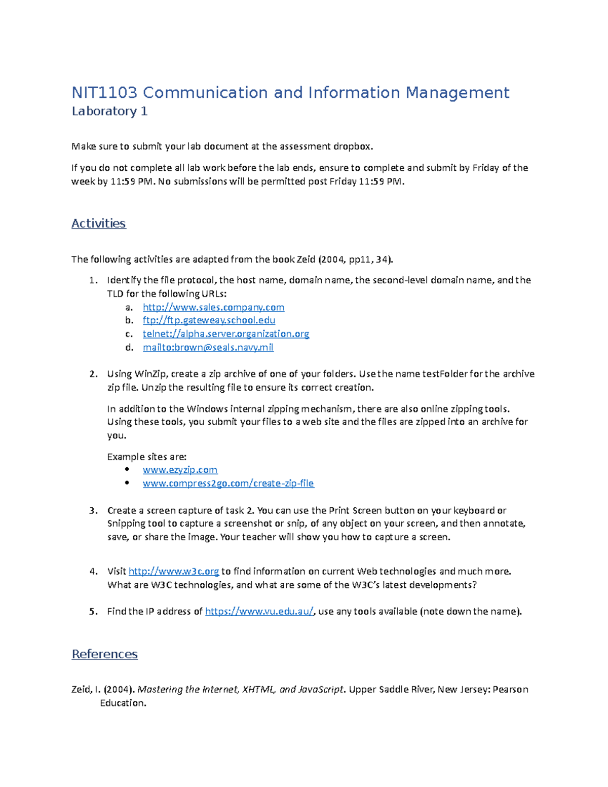 Lab01 - noice - NIT1103 Communication and Information Management ...