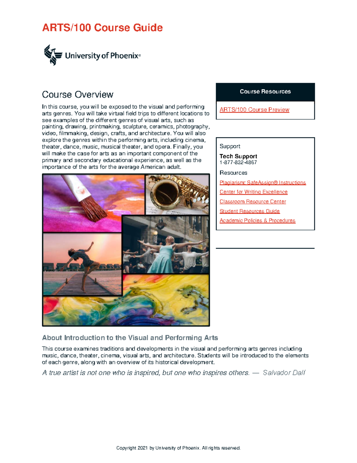 Arts100 v9 Course Guide - ARTS/100 Course Guide Copyright 2021 by ...