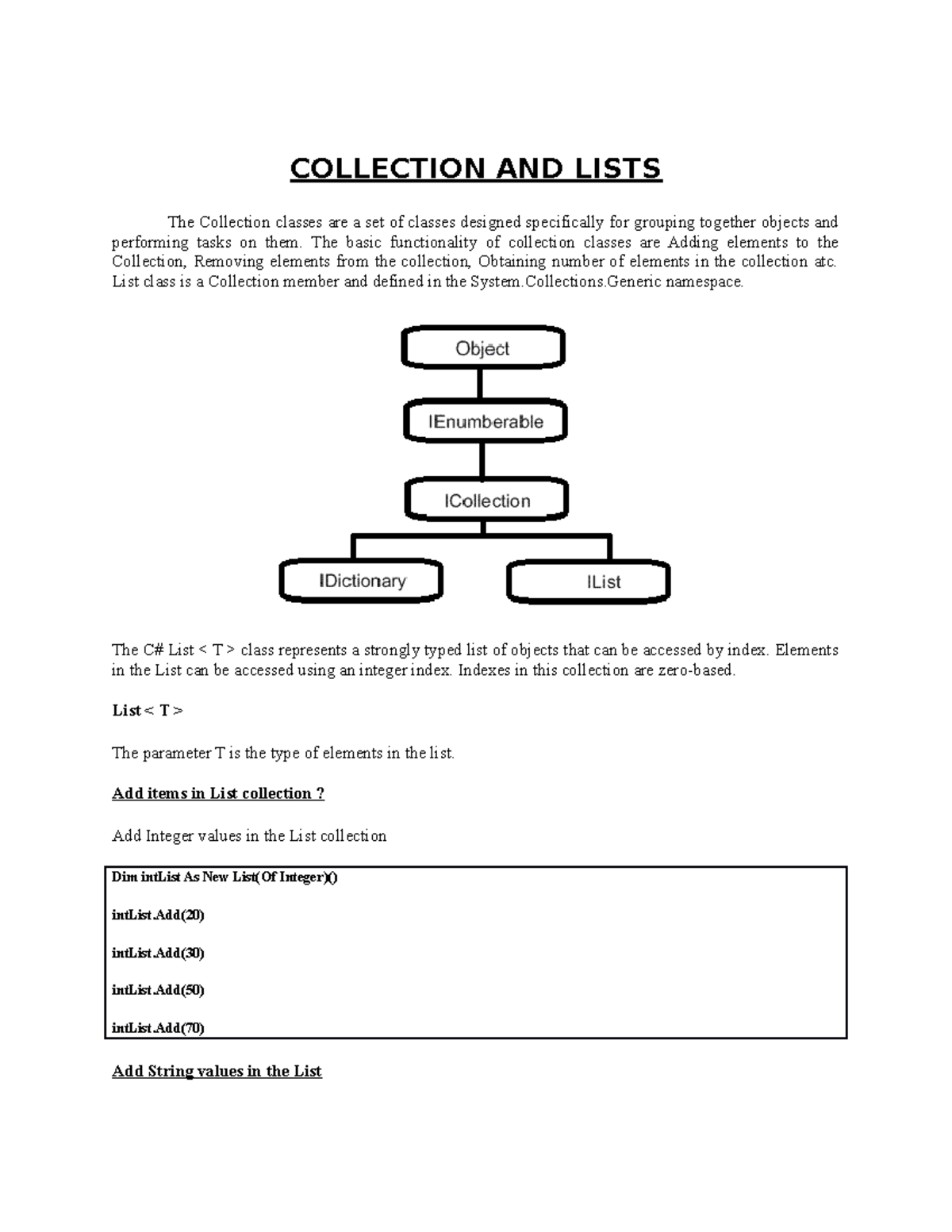 Collection AND Lists - Crisp notes - COLLECTION AND LISTS The ...