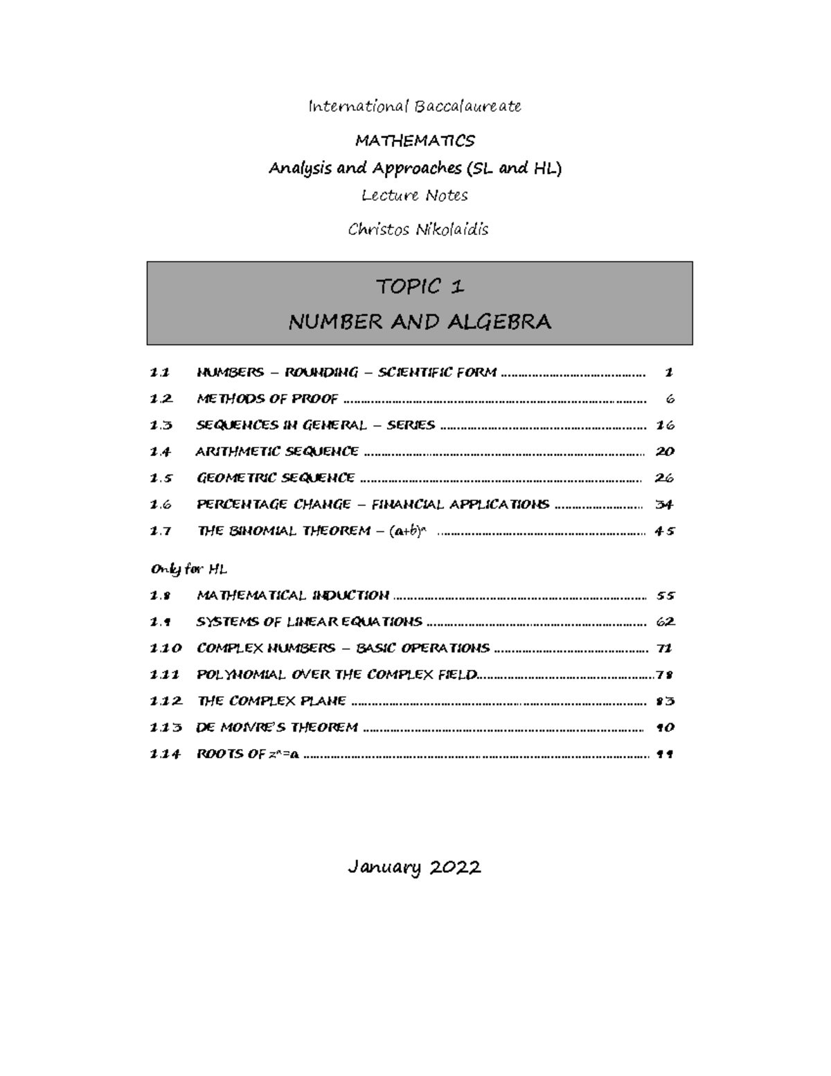 Topic 1. Number and Algebra - International Baccalaureate MATHEMATICS ...