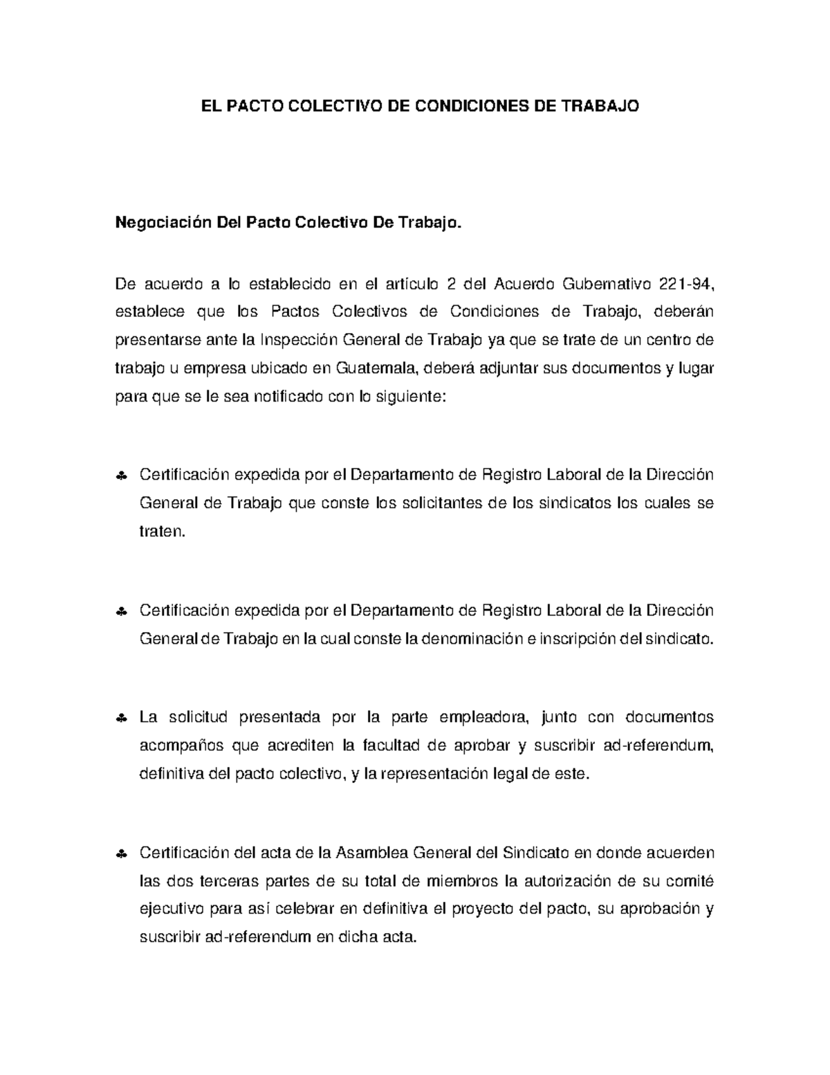 EL Pacto Colectivo DE Condiciones DE Trabajo - EL PACTO COLECTIVO DE ...