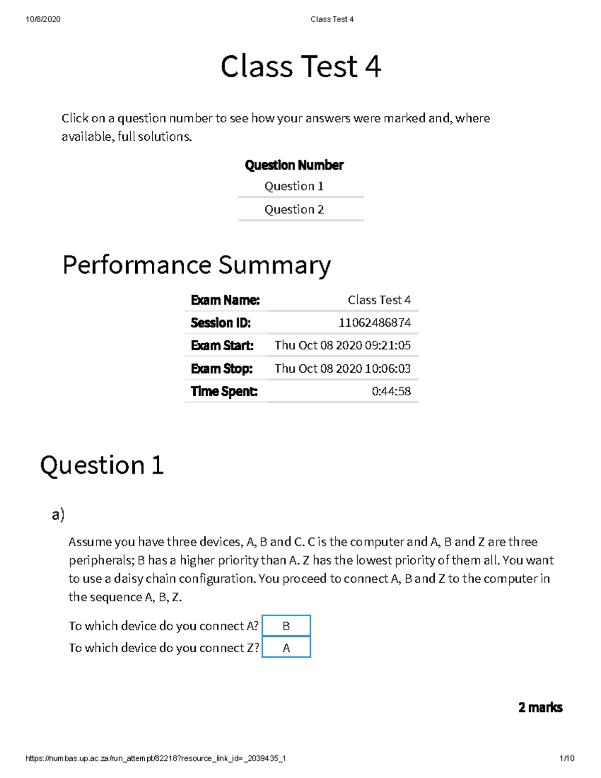 CT4 - 2020 - CT4 - Class Test 4 Question 1 a) Assume you have three ...