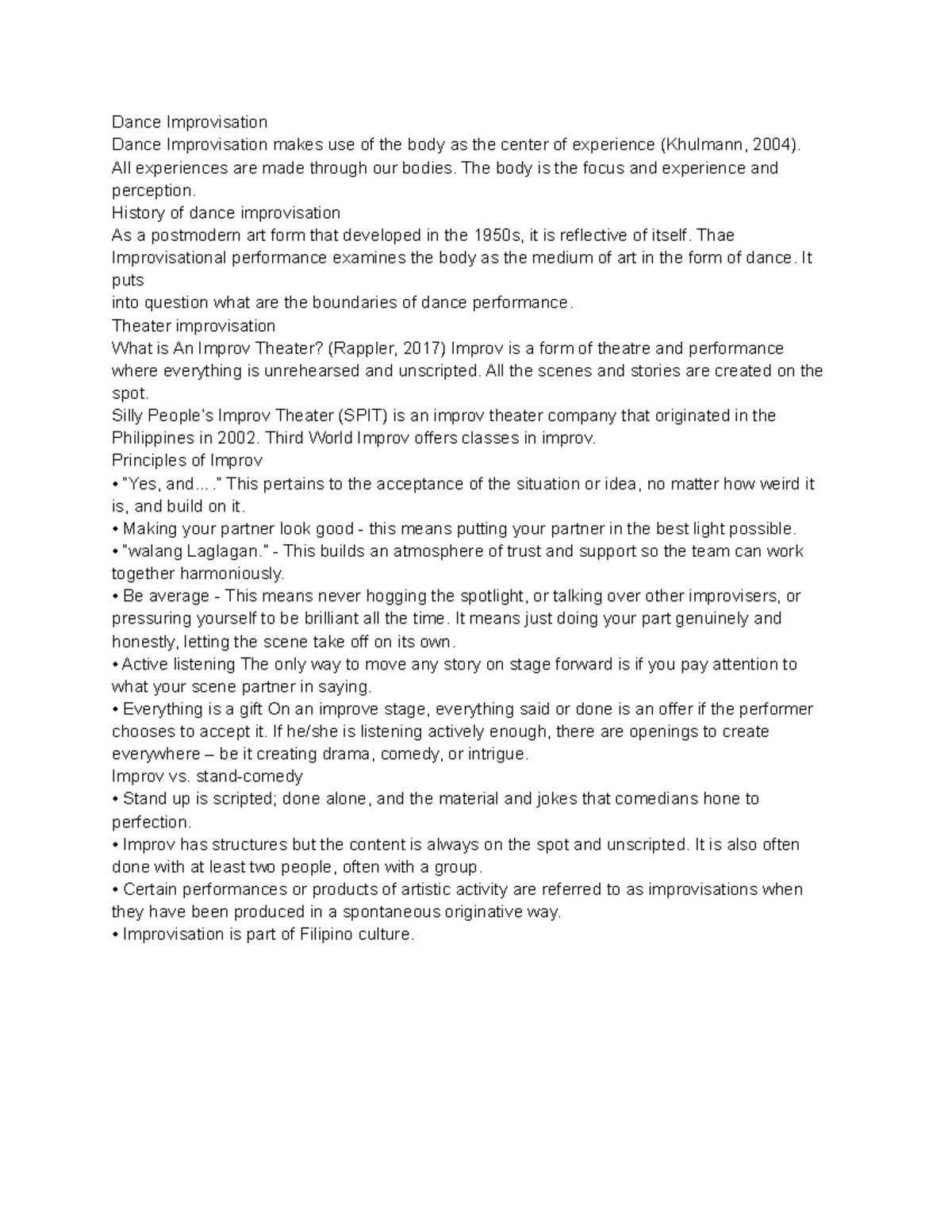 Arts4-Dance Improvisation - Dance Improvisation Dance Improvisation ...