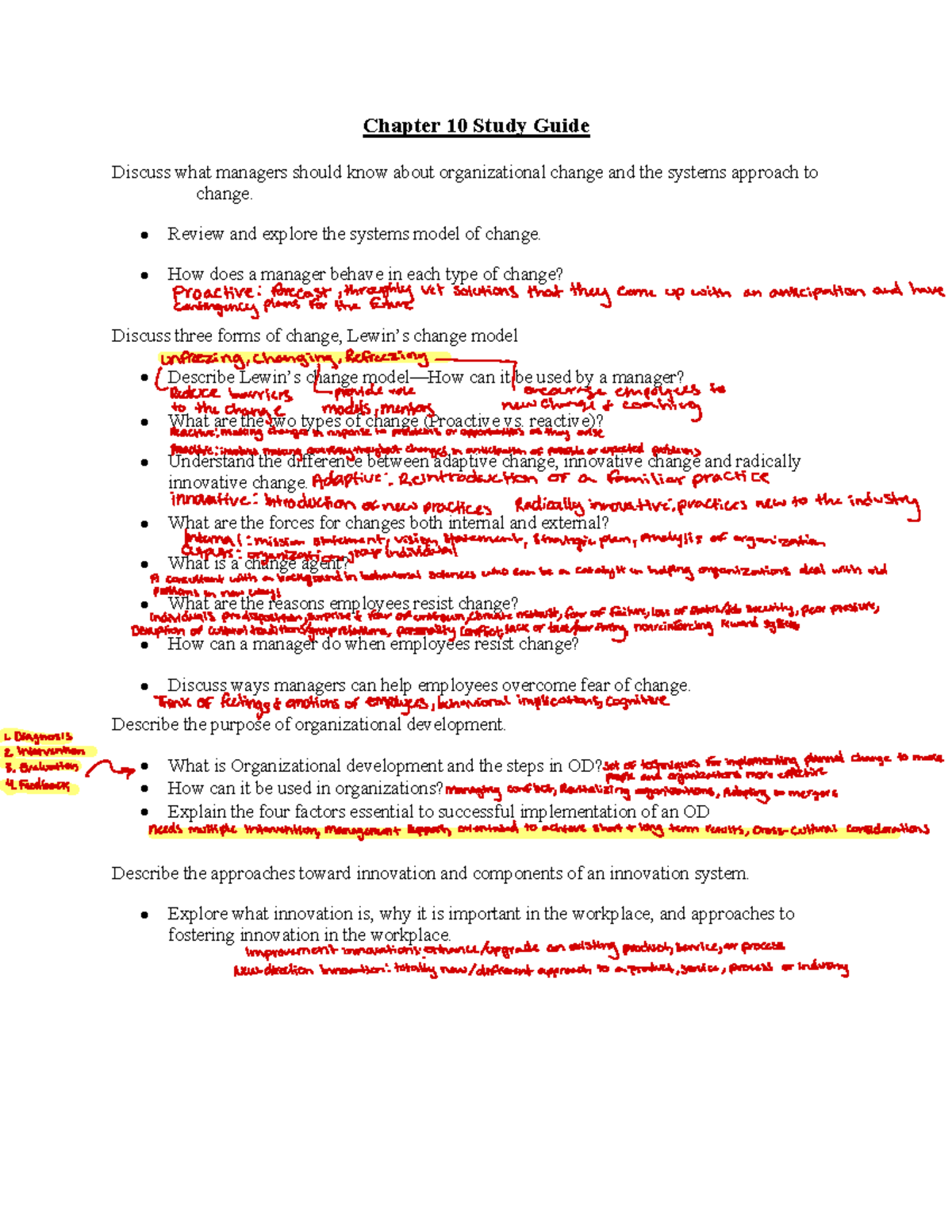 Chapter 10 Study Guide - Chapter 10 Study Guide Discuss what managers ...