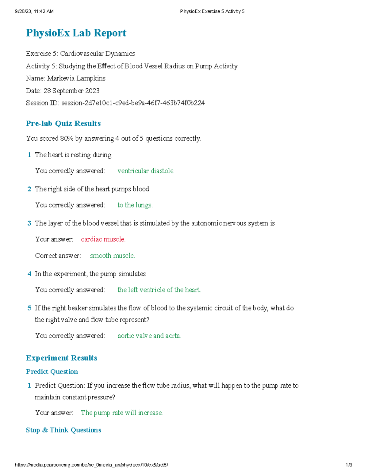Activity 5. - A&P - 9/28/23, 11:42 AM PhysioEx Exercise 5 Activity 5 ...