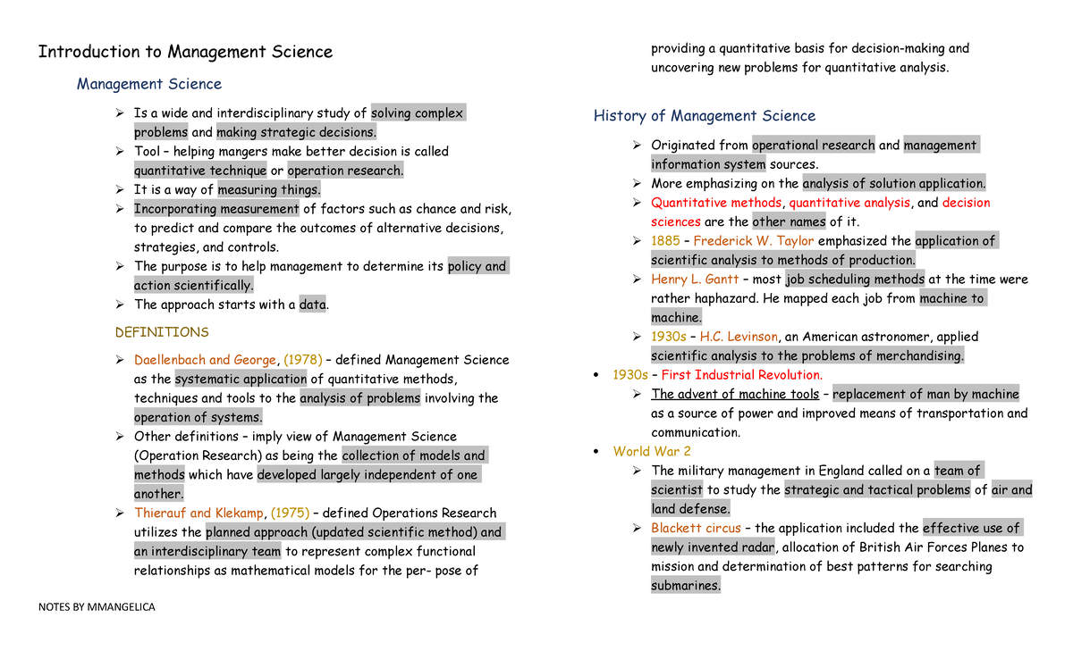 Introduction to Management Science - Bachelor of Science in Accountancy ...