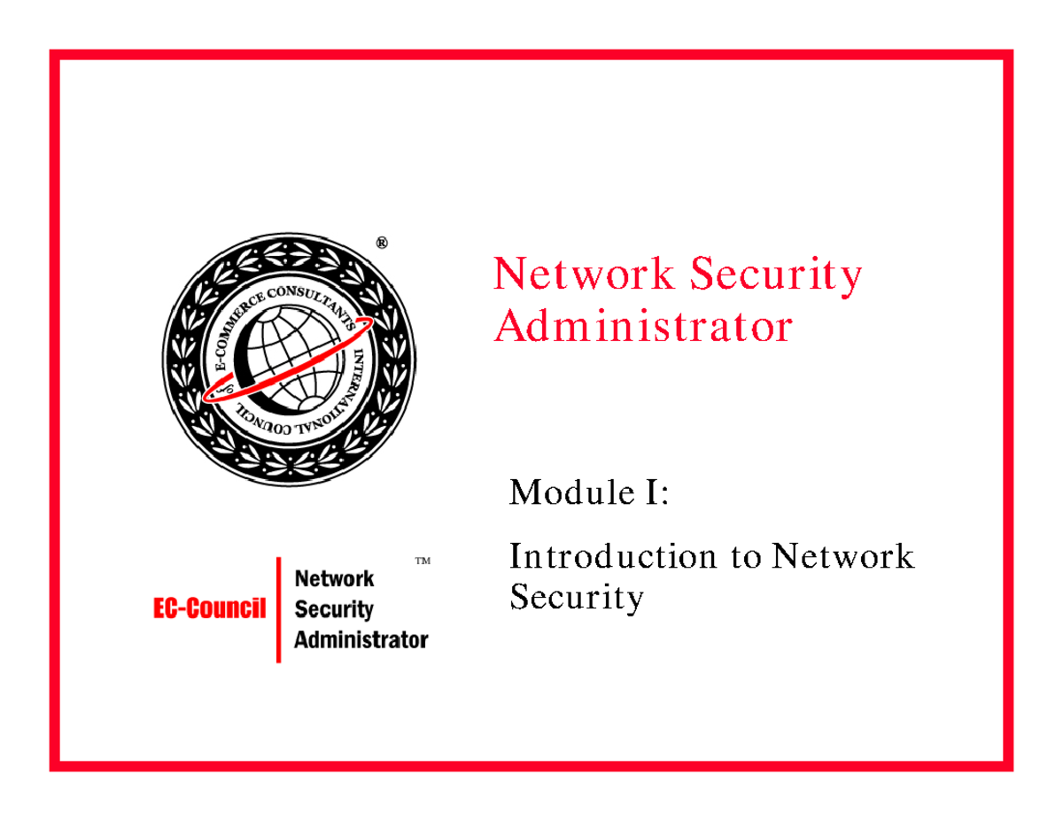 Module 01 - Introduction to Network Security - Networ k Secu r ity Adm ...