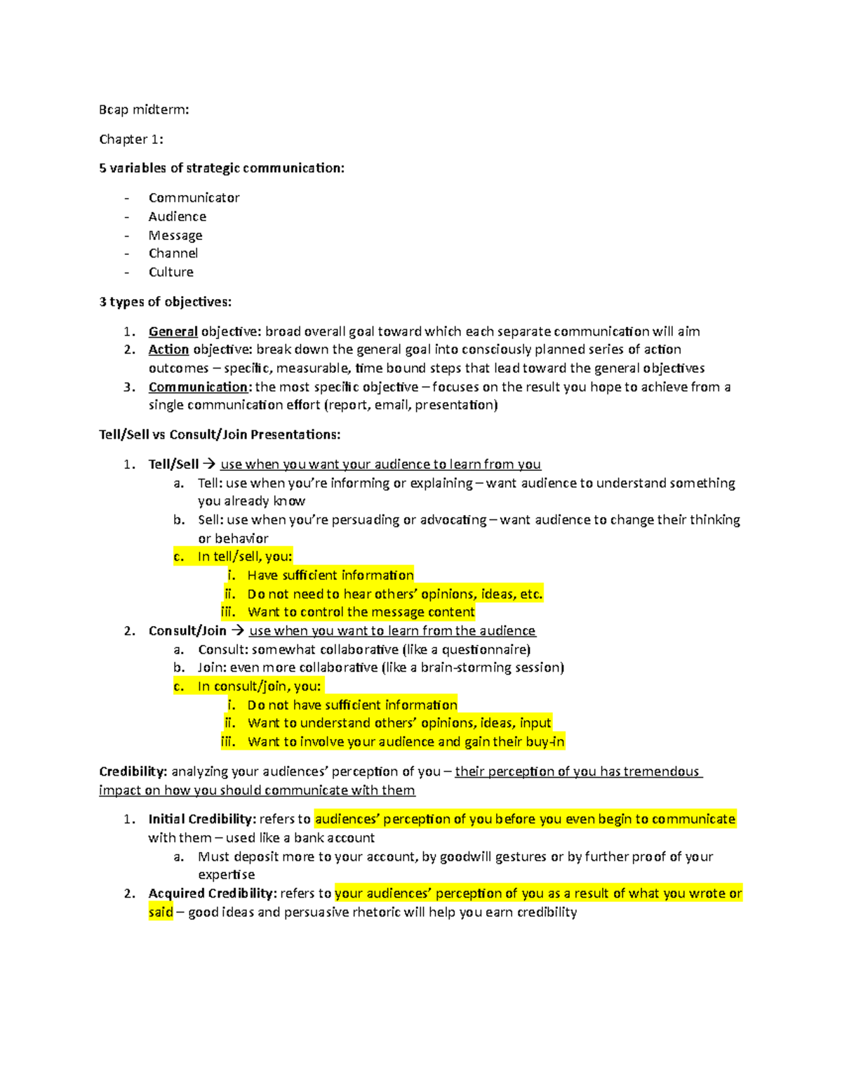 Bcap midterm study guide - Bcap midterm: Chapter 1: 5 variables of ...