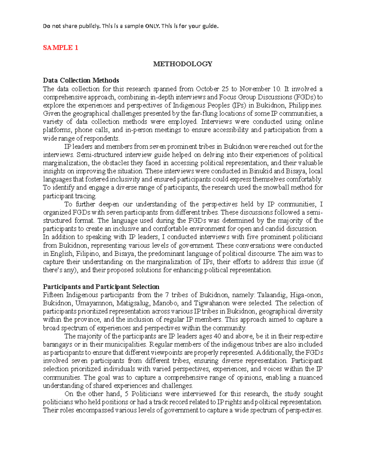 Methodology-Example - SAMPLE 1 METHODOLOGY Data Collection Methods The ...