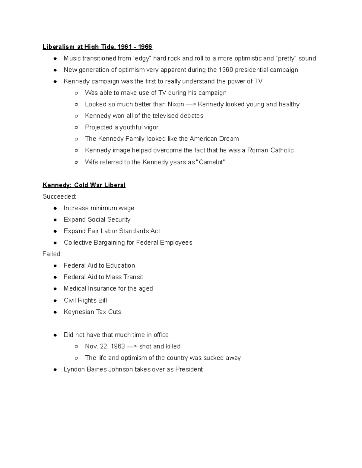 The Kennedy Years & Johnson's Great Society - Liberalism at High Tide ...