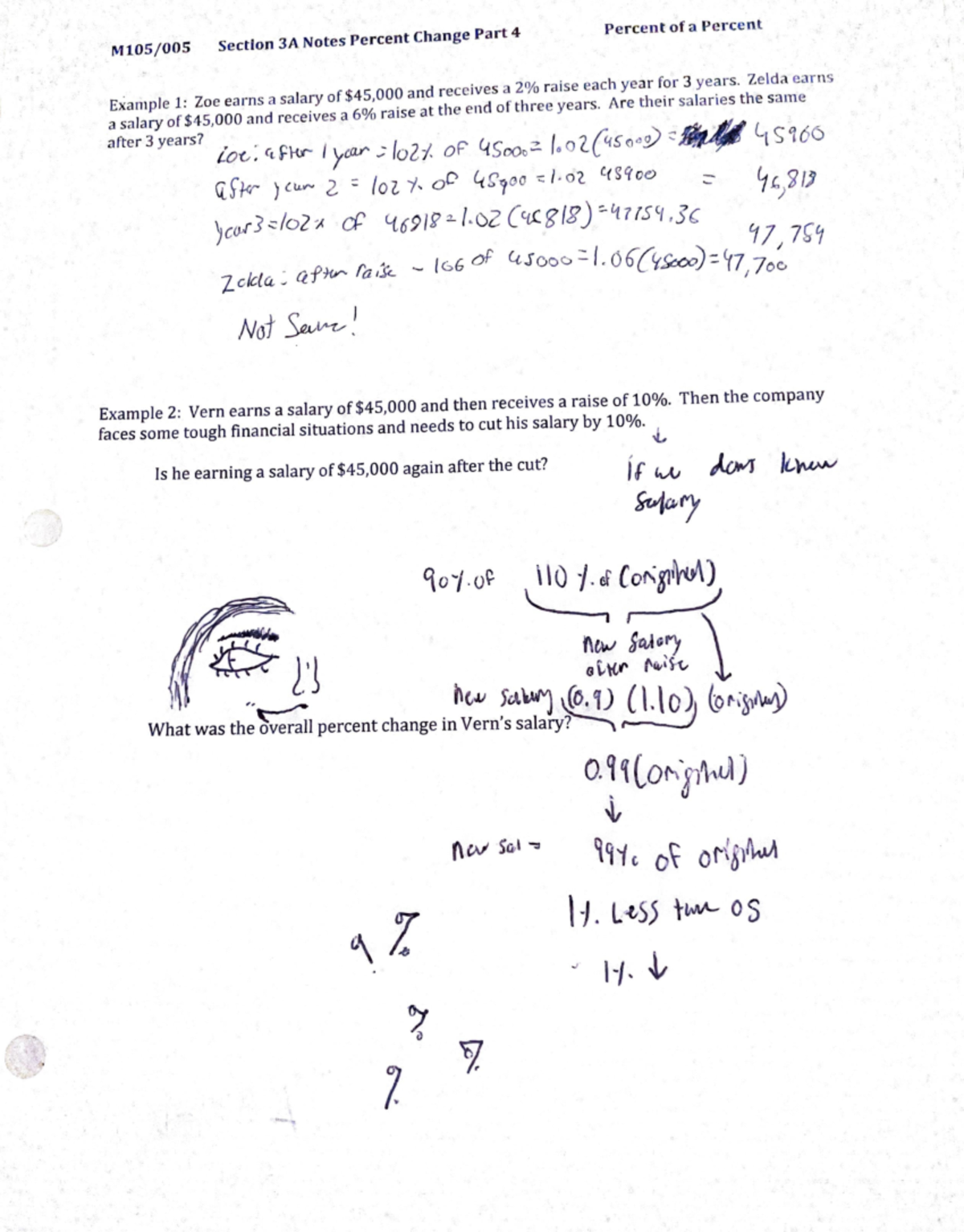 Notes percent change pt4 - M10 5 /005 Sec tion 3A N o te s ·Pe rce nt ...