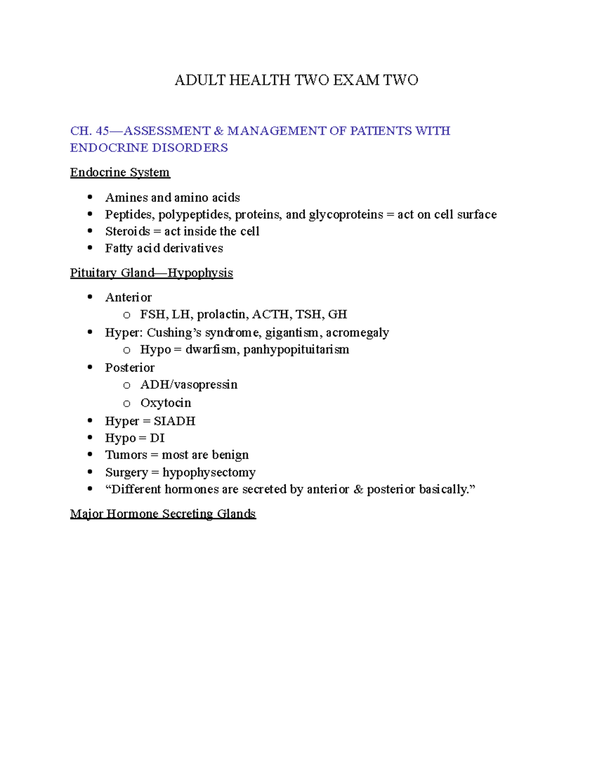 AH2 Exam 2 - Lecture notes from a student who received an A in the ...