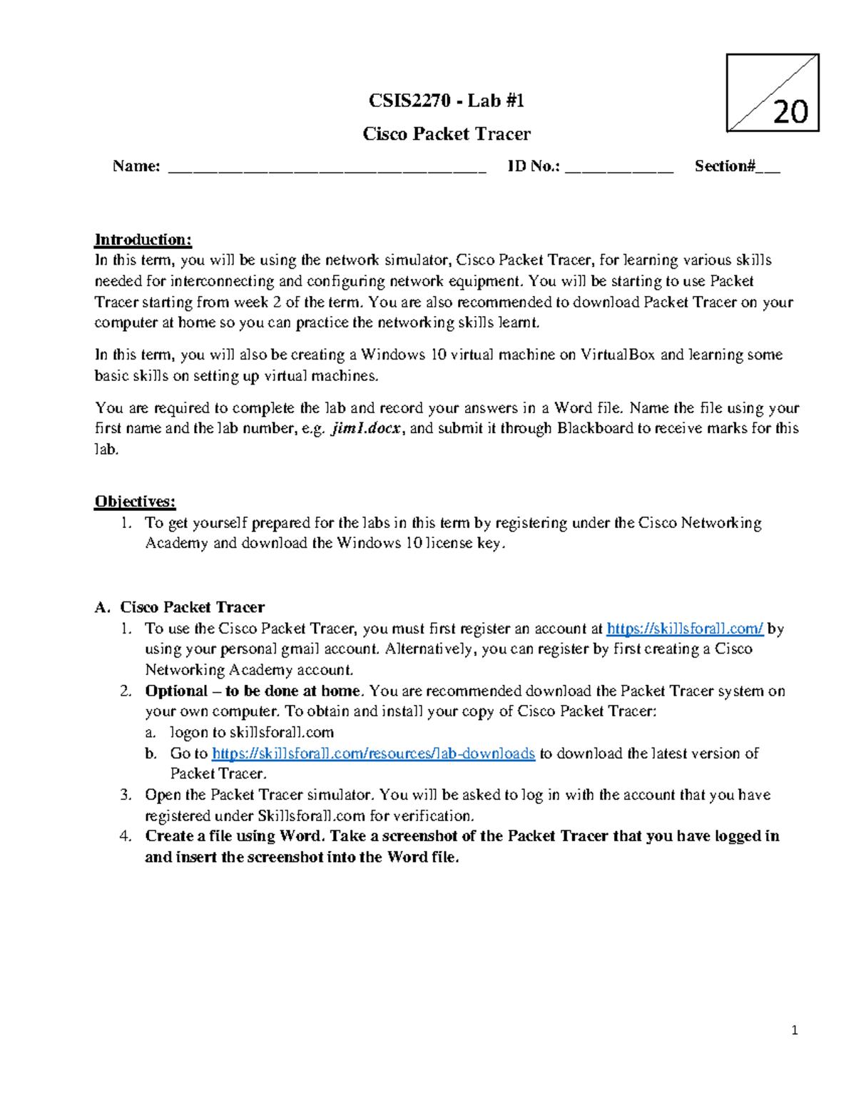 Lab1 - N/A - CSIS 2270 - Douglascollege - Studocu