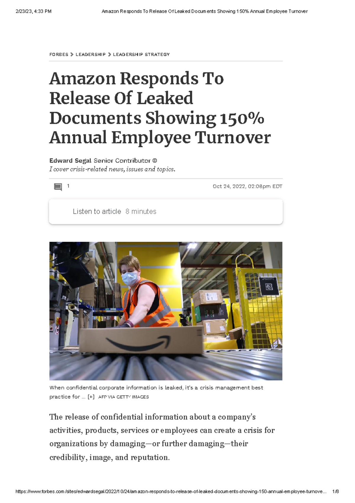 Amazon Responds To Release Of Leaked Documents Showing 150% Annual ...