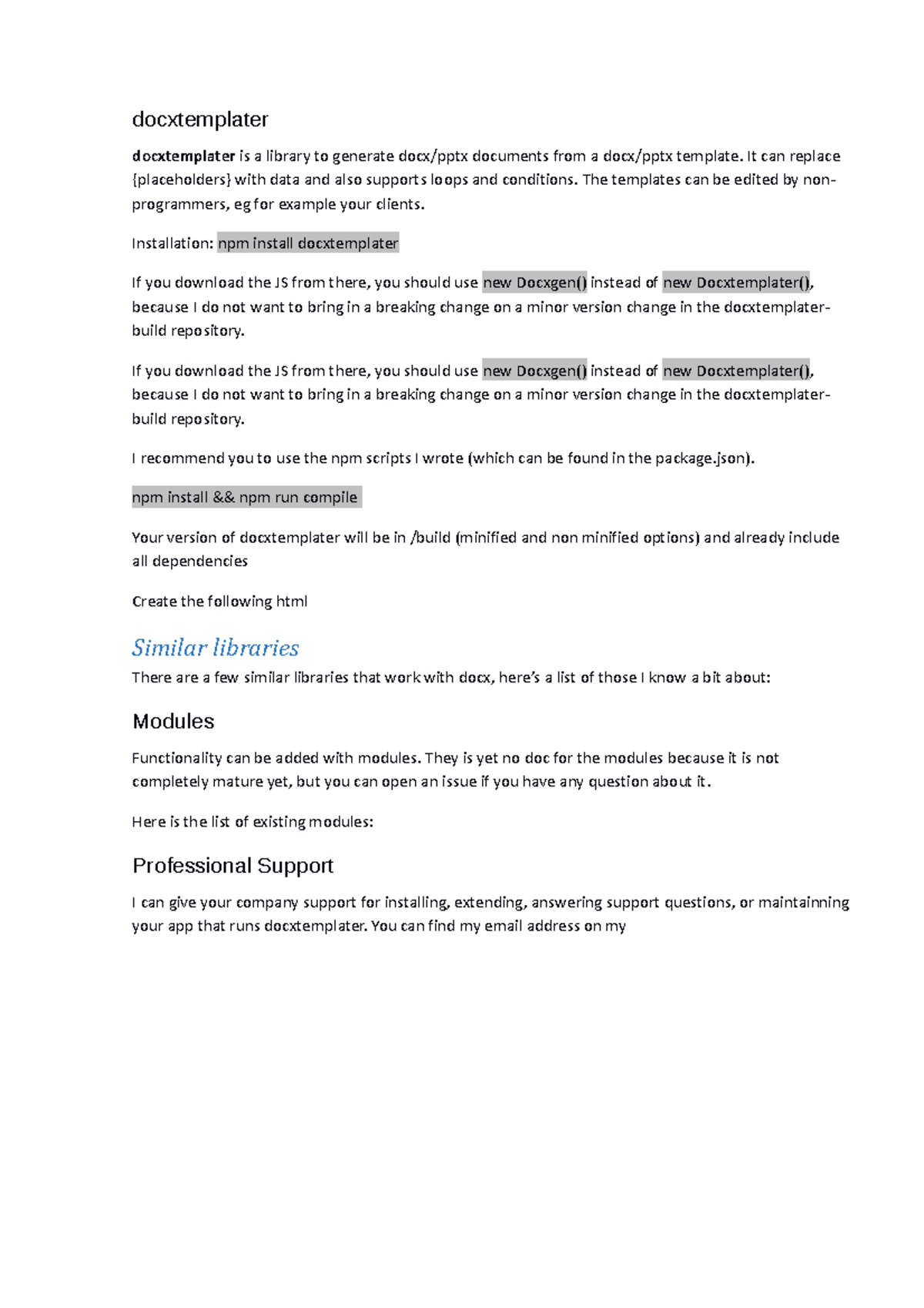 Generated - ... - docxtemplater docxtemplater is a library to generate docx/pptx documents from ...