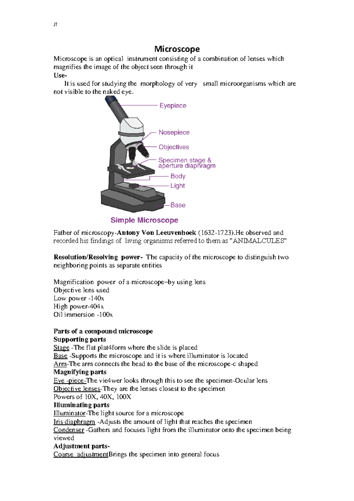 Microscopy notes - Microscope Microscope is an optical instrument ...