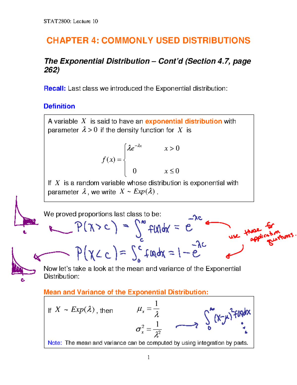 Lec10 new - lec - CHAPTER 4: COMMONLY USED DISTRIBUTIONS The ...