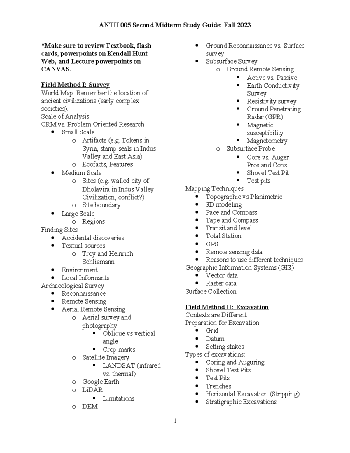 ANTH 005 Second Midterm Study Guide - *Make sure to review Textbook ...