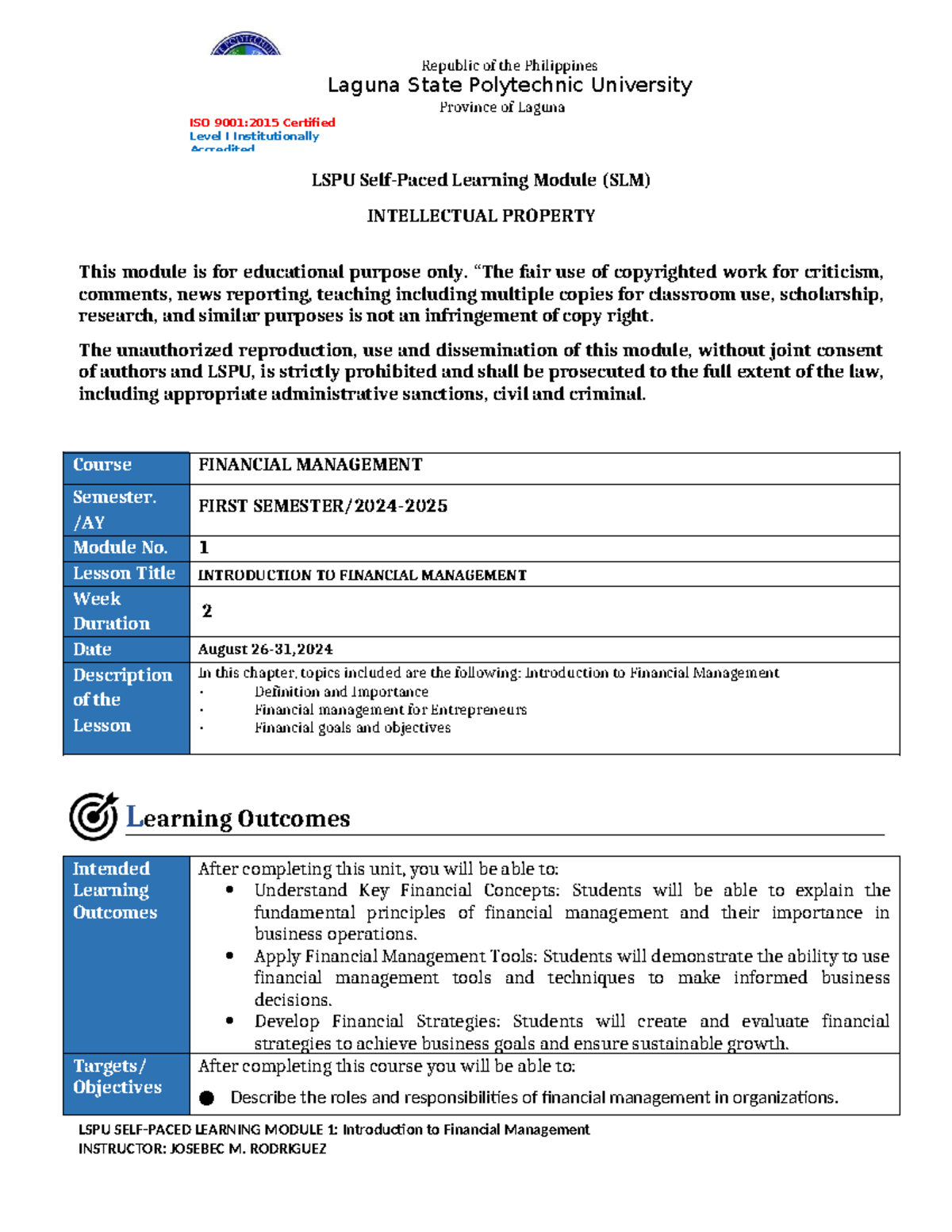 FN 106- Module 1 - notes - Laguna State Polytechnic University Province ...