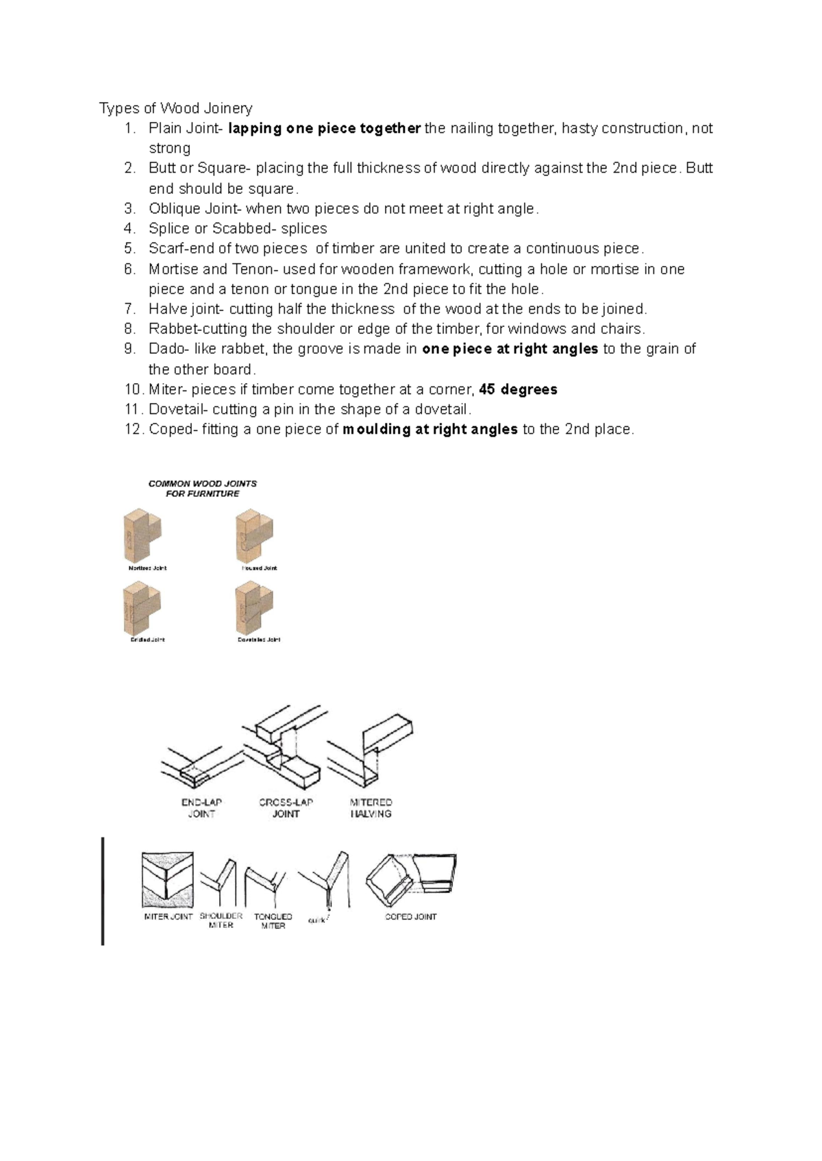 BUILDING TECHNOLOGY 2 REVIEWER - Types of Wood Joinery 1. Plain Joint ...