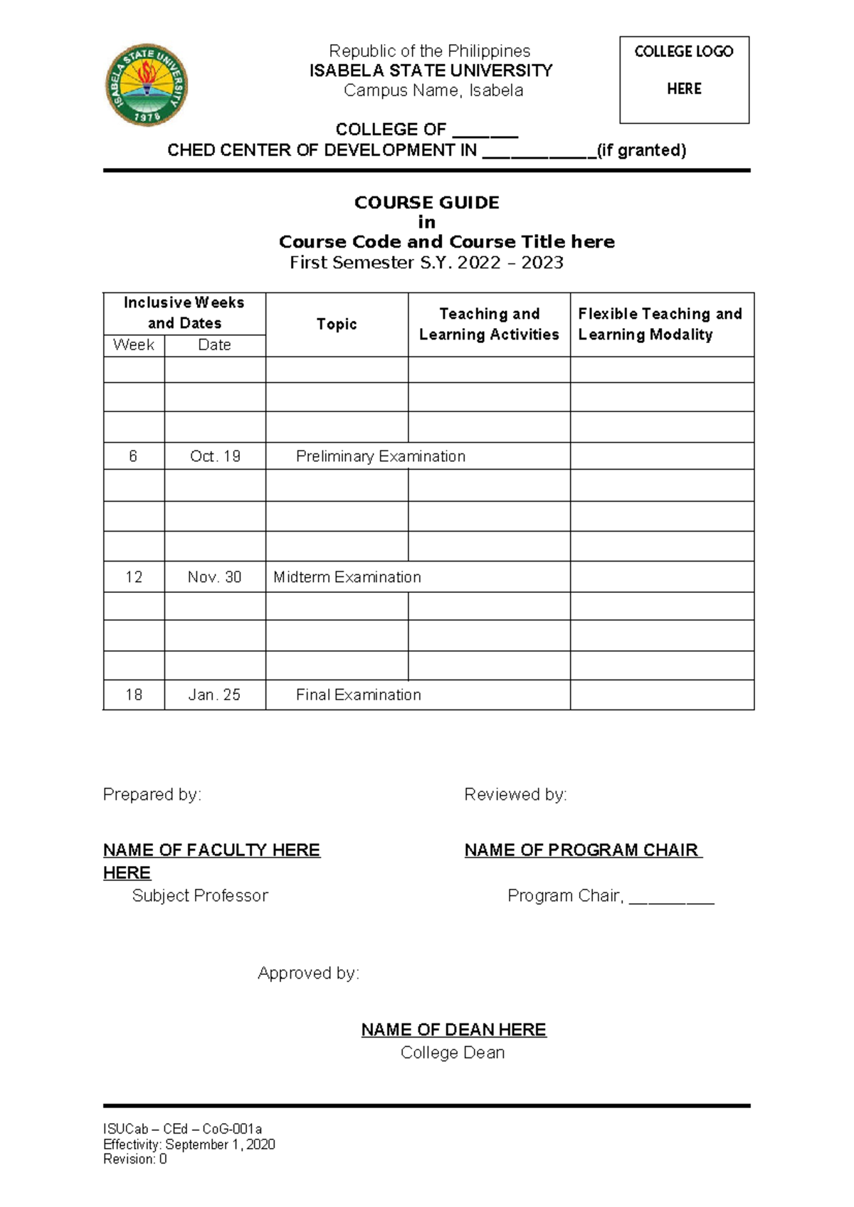 Course-Guide-Template - COLLEGE LOGO HERE Republic of the Philippines ...