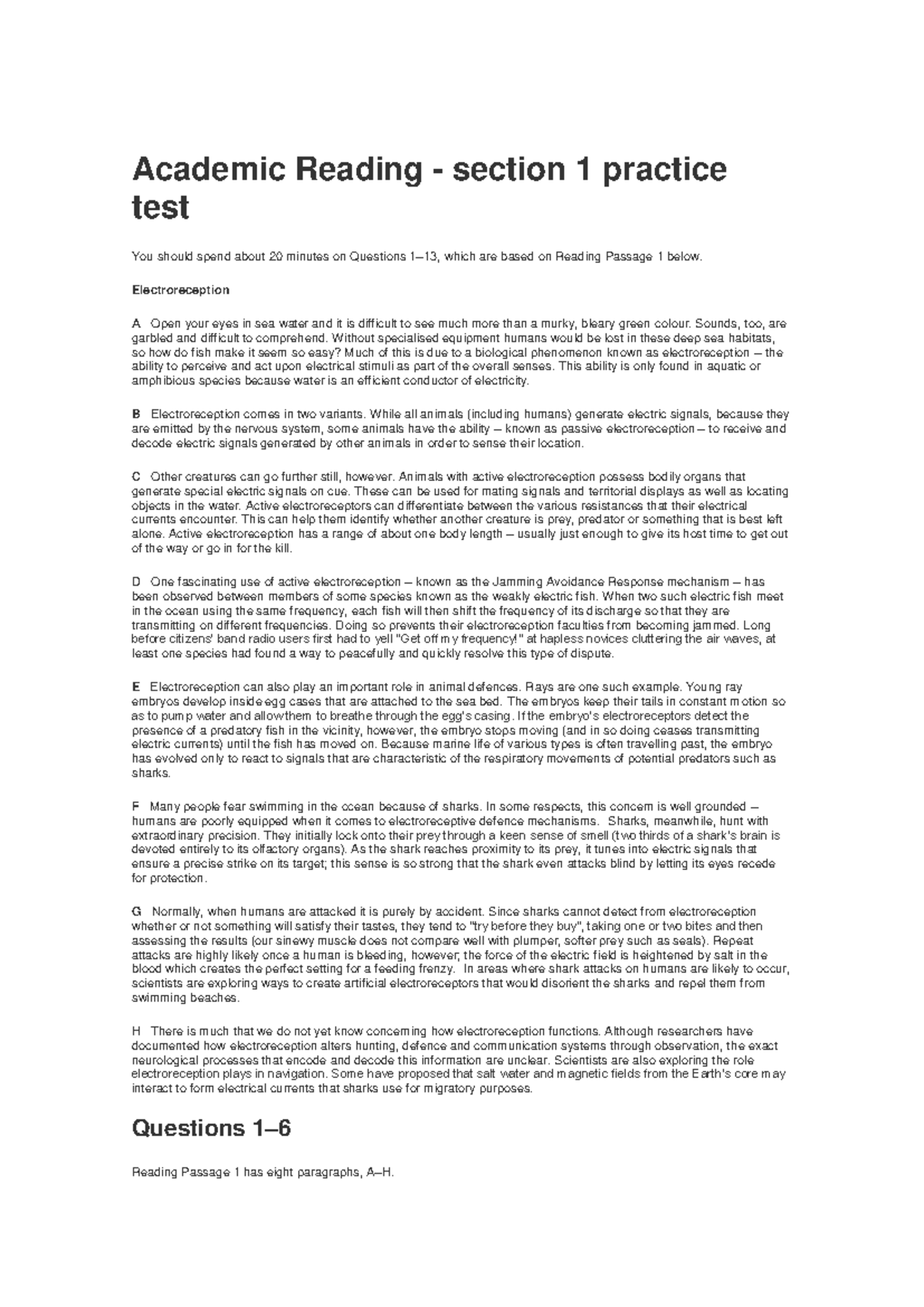 Pratice ielts test 1, đề 1 - Academic Reading - section 1 practice test ...