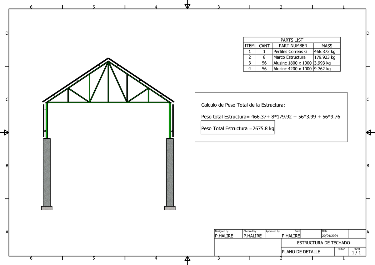 Plano Estructura Techado - Resistencia de Materiales - ITEM 1234 CANT 565618 Perfiles Correas ...