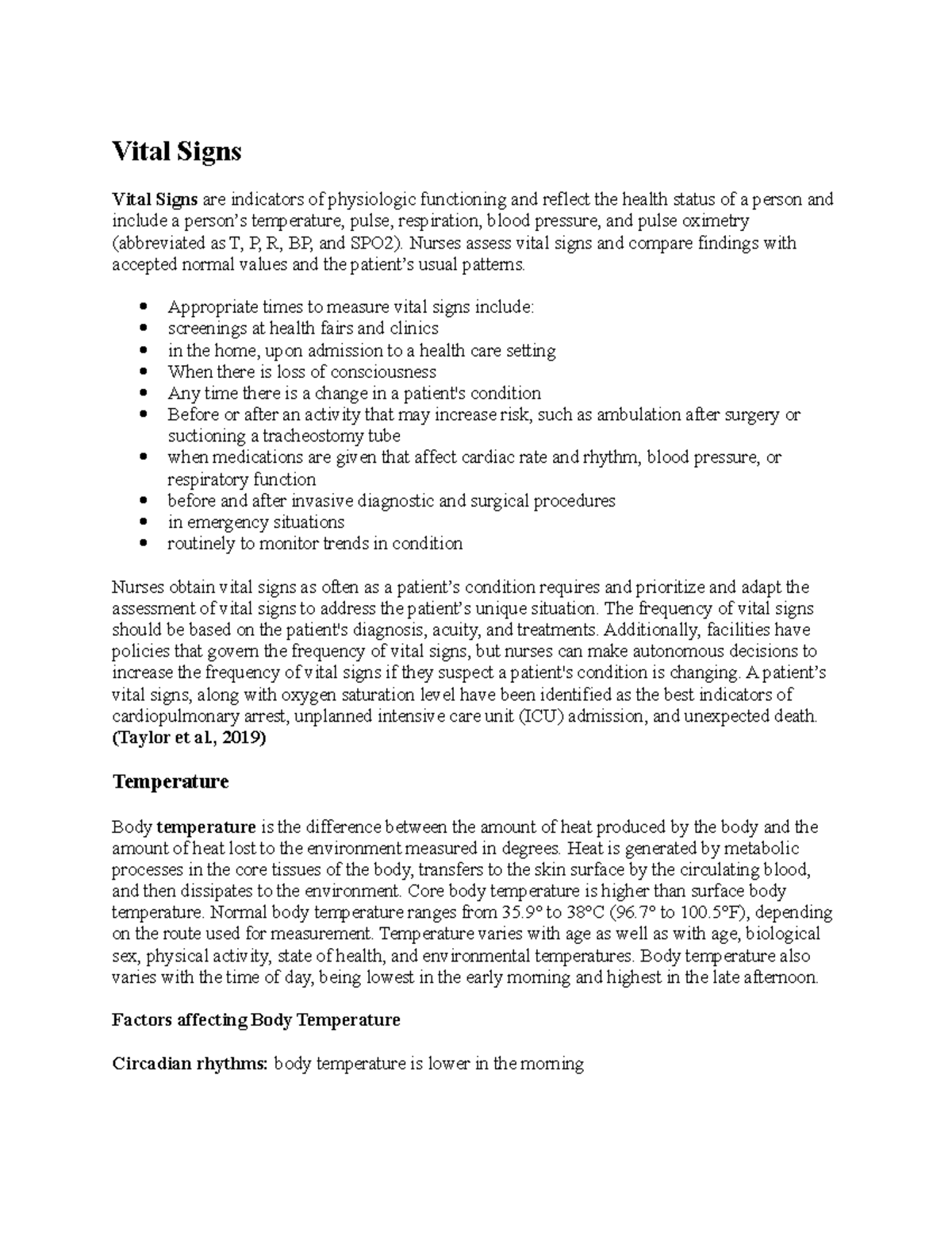 Vital Signs - Lecture notes 3-5 - Vital Signs Vital Signs are ...