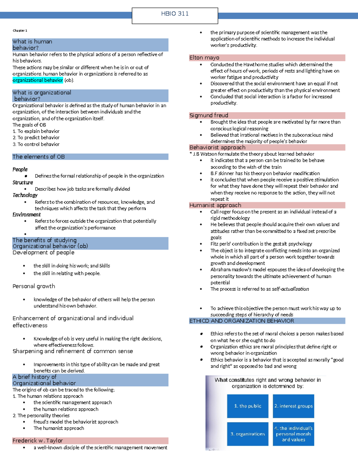 HBIO Prelim - Chapter 1 What is human behavior? Human behavior refers to the physical actions of ...