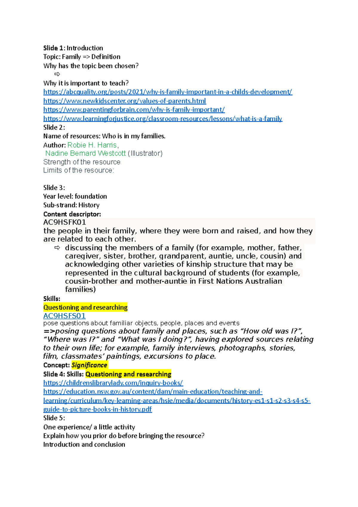 Assignment 1 HASS - feeb - Slide 1: Introduction Topic: Family ...