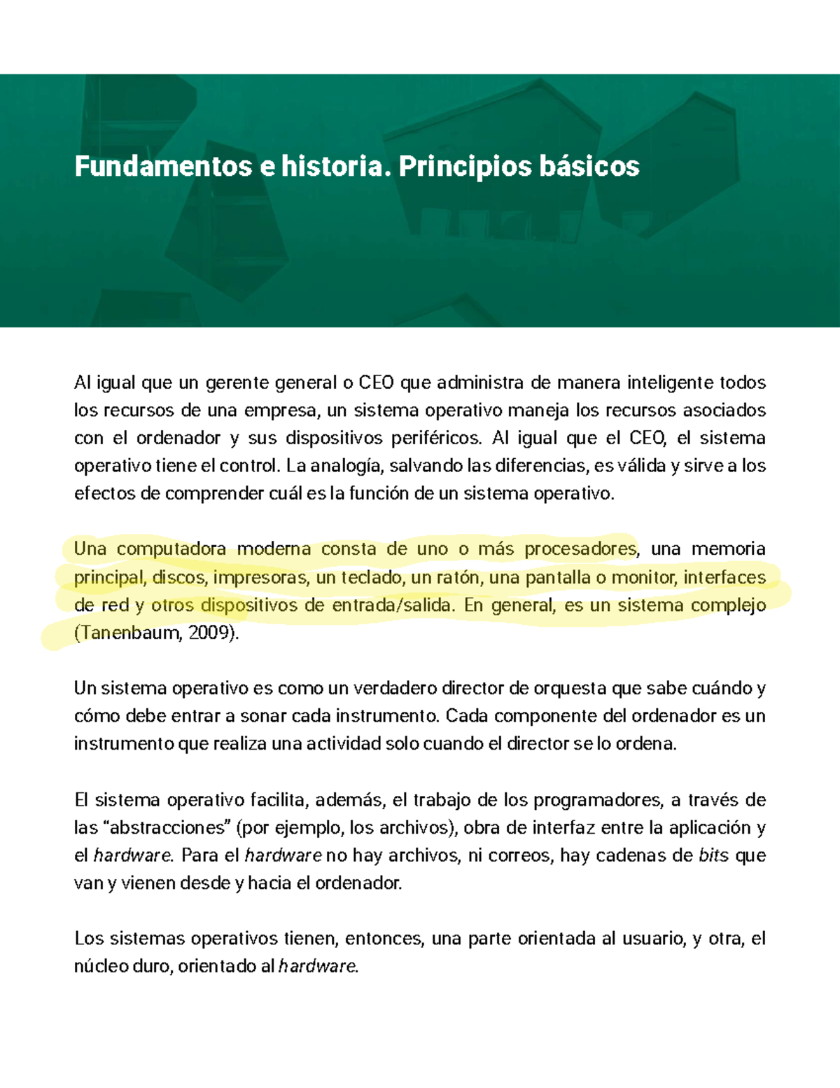 Módulo 1 - Lectura 1 - Al igual que un gerente general o CEO que ...
