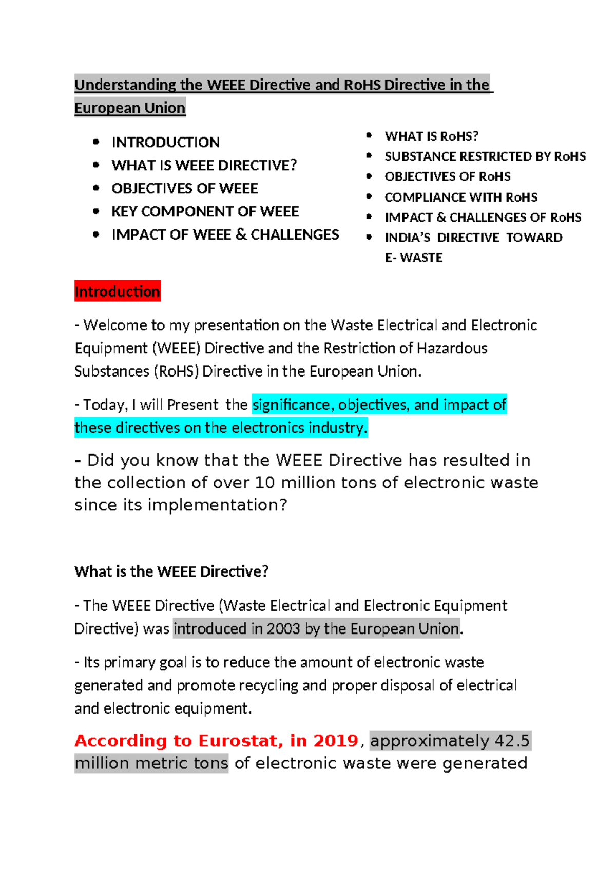 Understanding the WEEE Directive and Ro HS Directive in the European ...