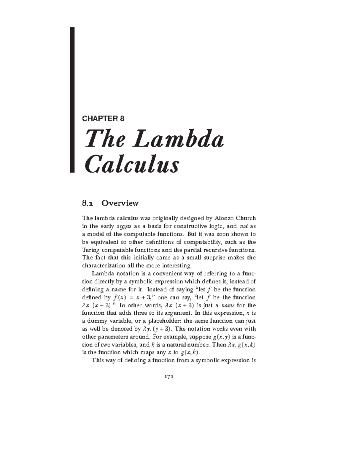 Utm - lambda calculus - the logic way to go - CHAPTER 8 The Lambda ...