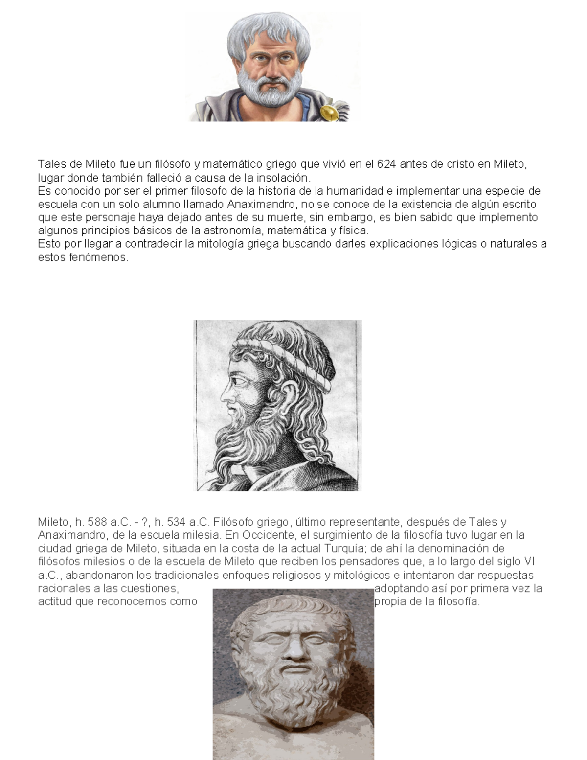 Hgh - bios - Tales de Mileto fue un filósofo y matemático griego que ...