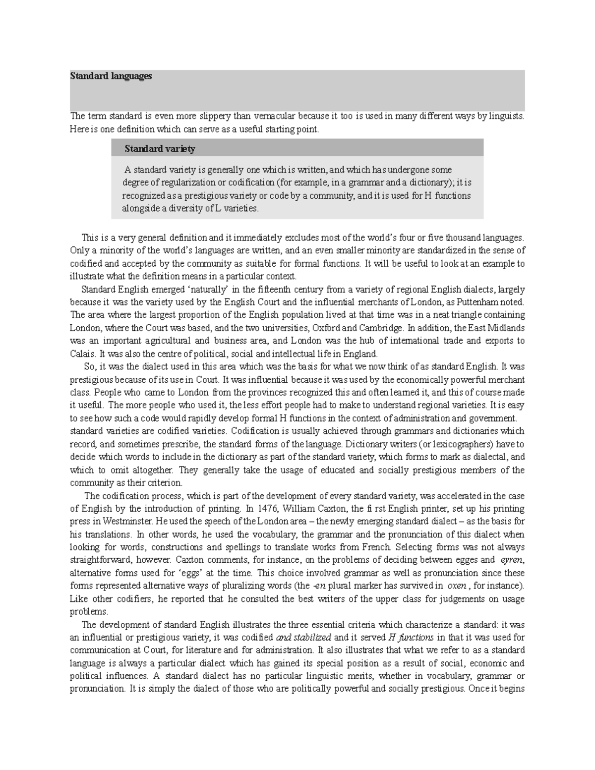 Standard - Lecture notes 1 - Standard languages The term standard is ...