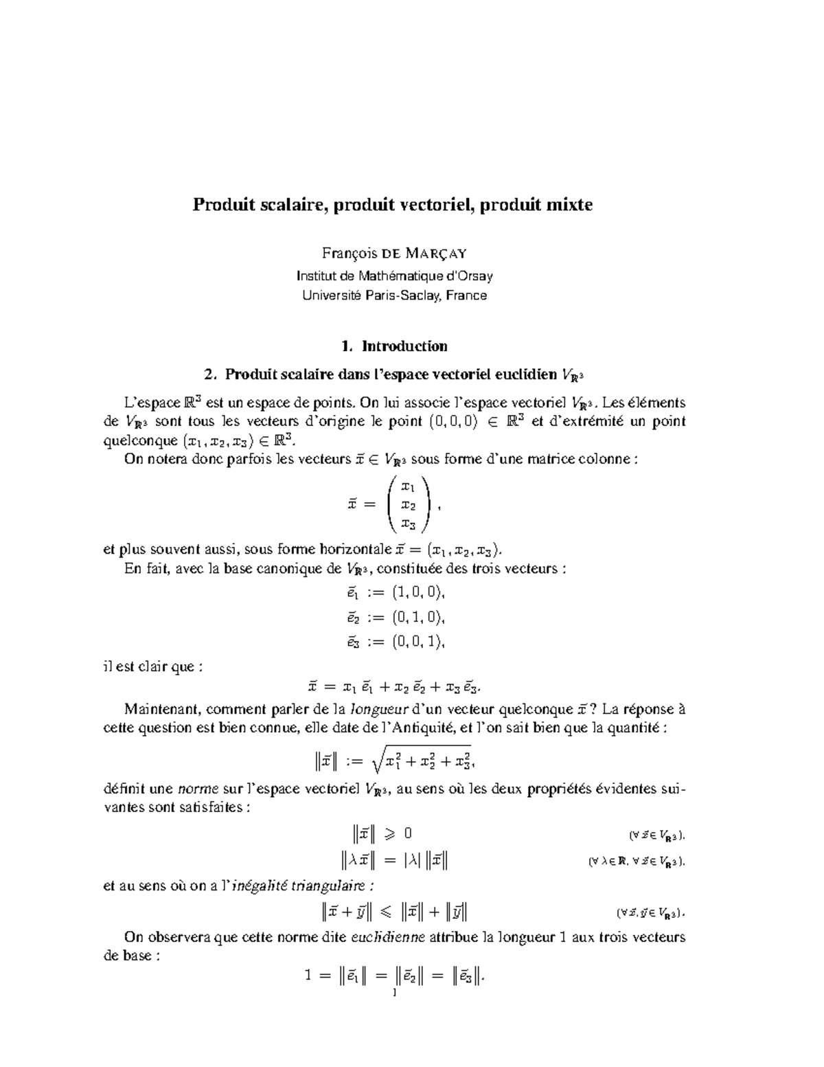 Produit-vectoriel - Produit scalaire, produit vectoriel, produit mixte ...