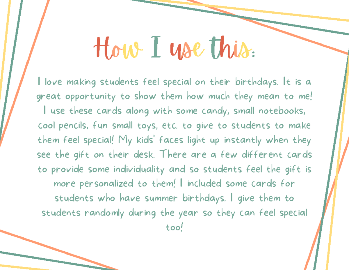 Birthday Cards From Teacherto Student-1 - How I use this: I love making ...