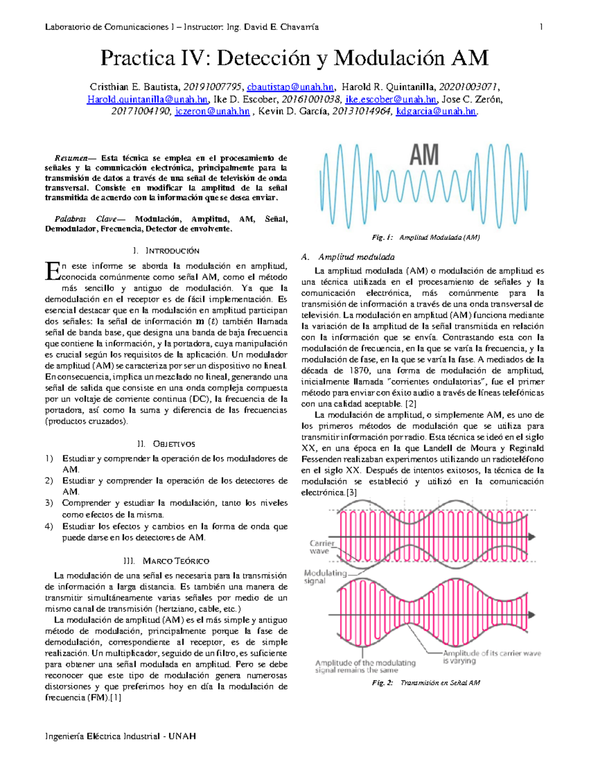 Practica IV AM - Resumen— Esta técnica se emplea en el procesamiento de señales y la ...