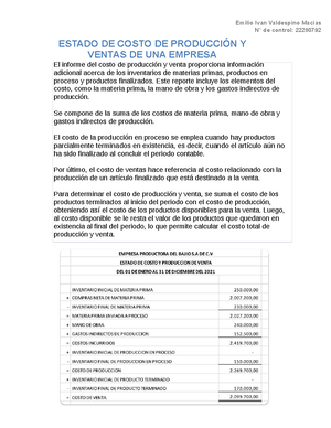 Costos Empresariales - La importancia de lo que es el estado de costo de producción y ventas, es ...