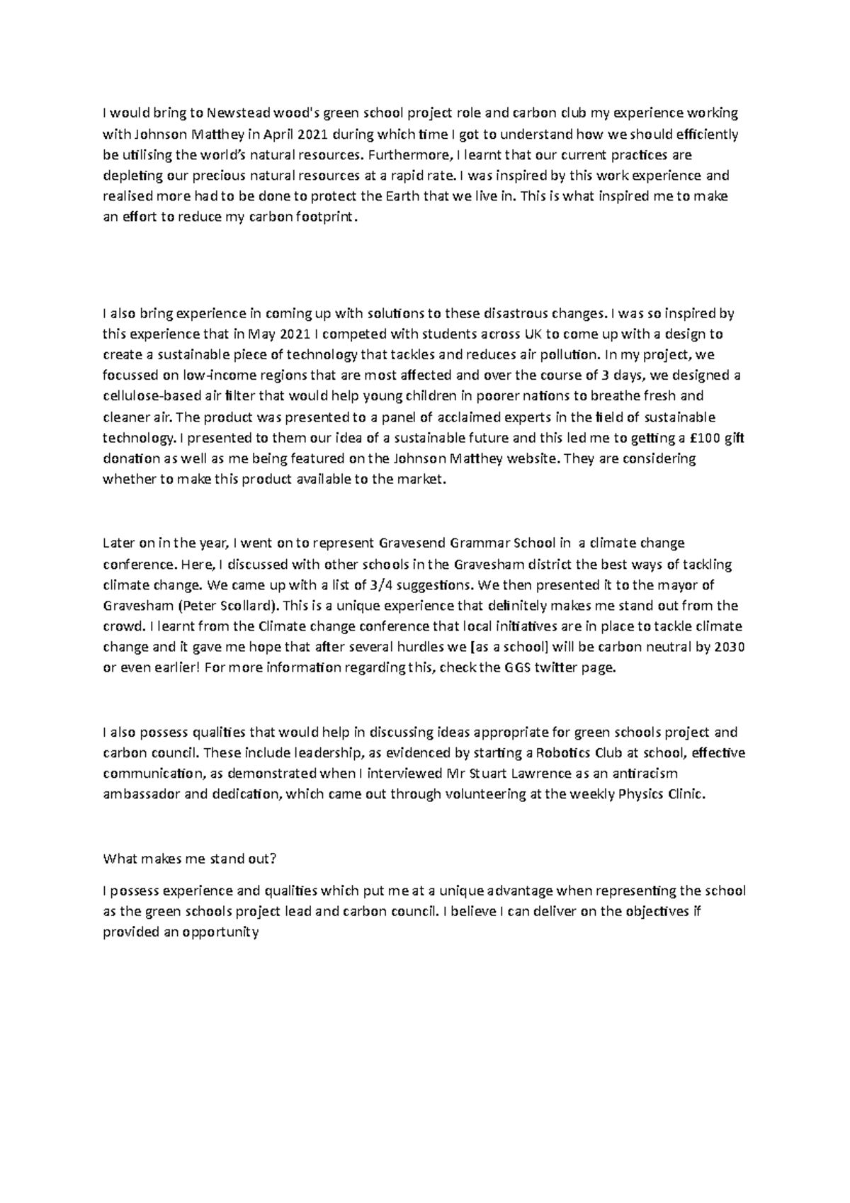 Carbon club( project Newstead) - I would bring to Newstead wood's green ...