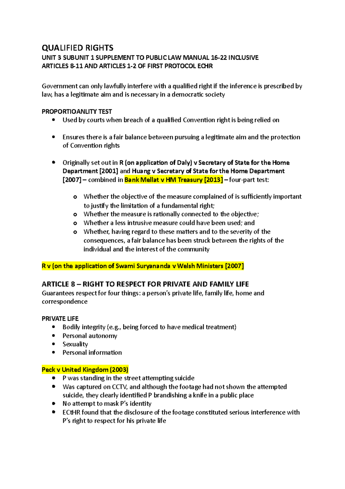 Qualified Rights - QUALIFIED RIGHTS UNIT 3 SUBUNIT 1 SUPPLEMENT TO ...