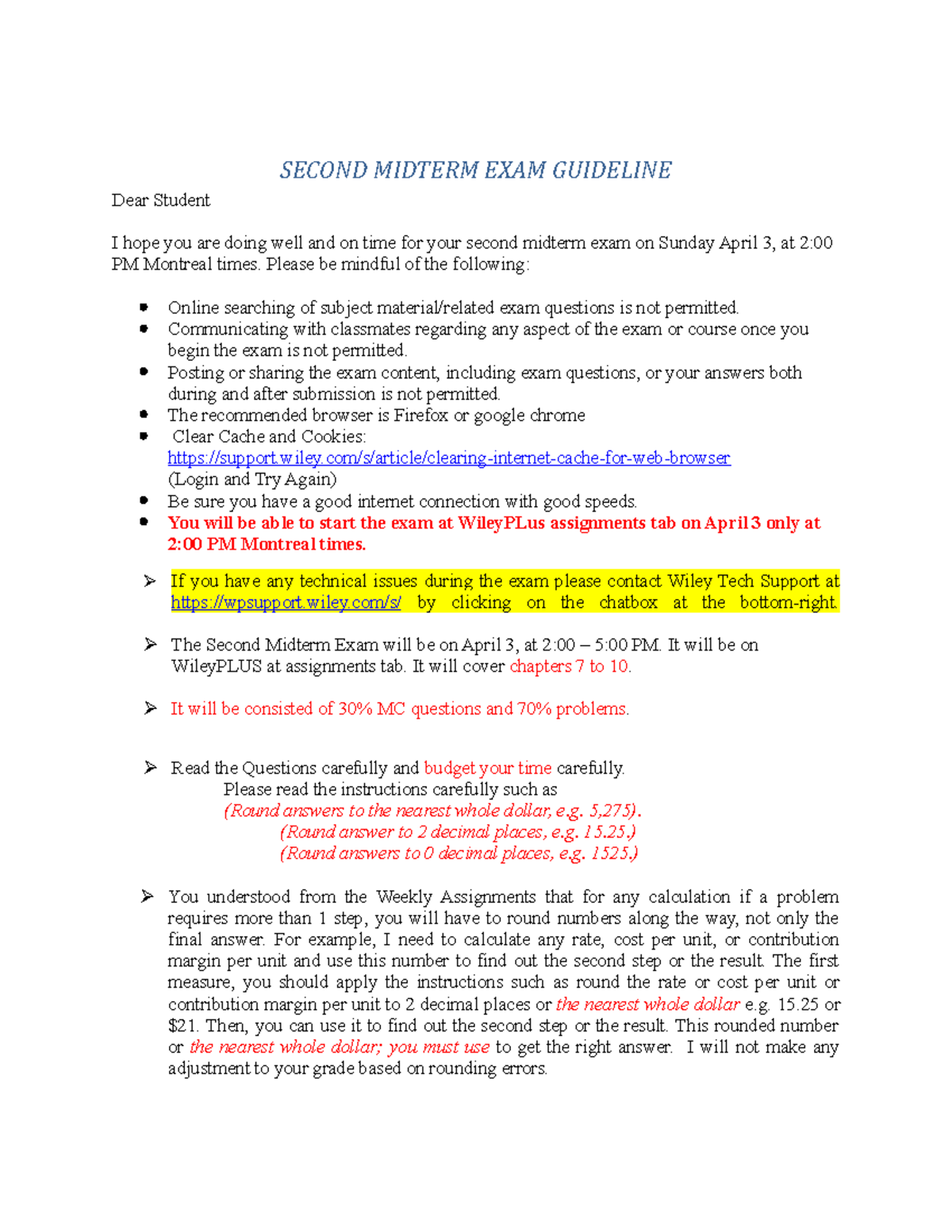Second Midterm EXAM Guideline - SECOND MIDTERM EXAM GUIDELINE Dear ...