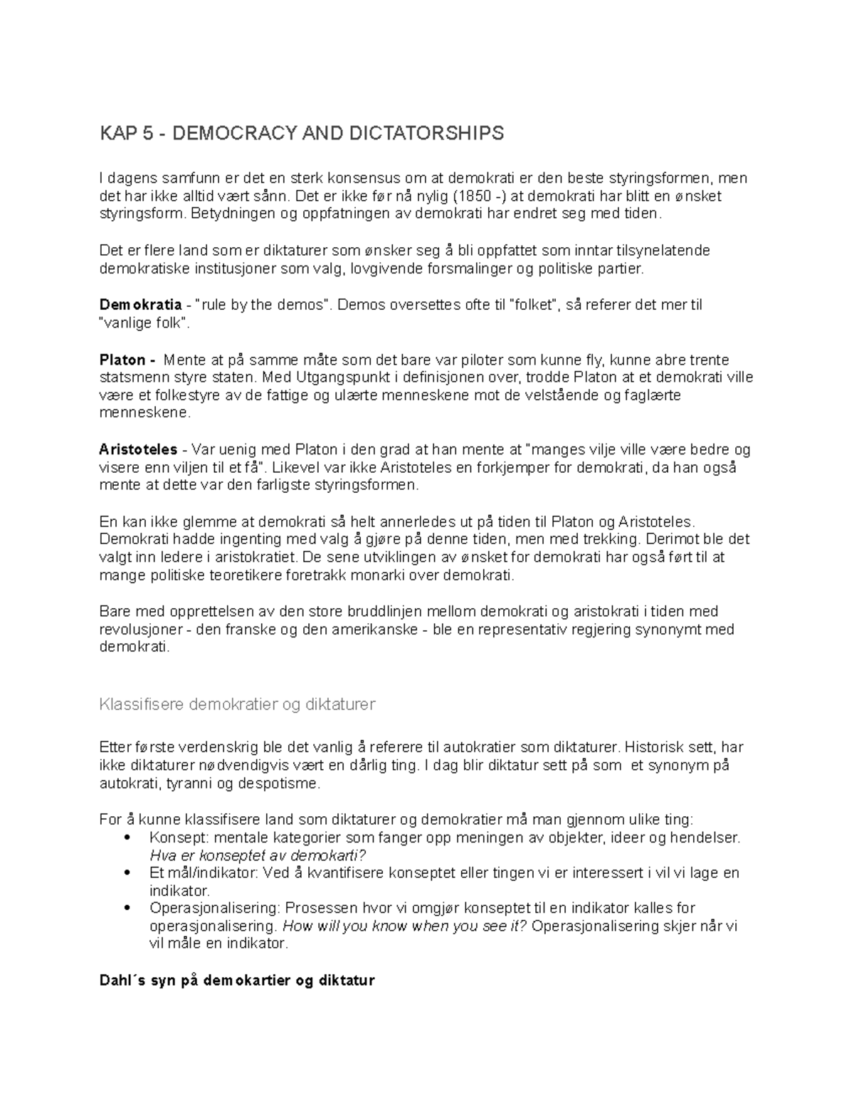 KAP 5- democracy and dictatorship - KAP 5 - DEMOCRACY AND DICTATORSHIPS ...
