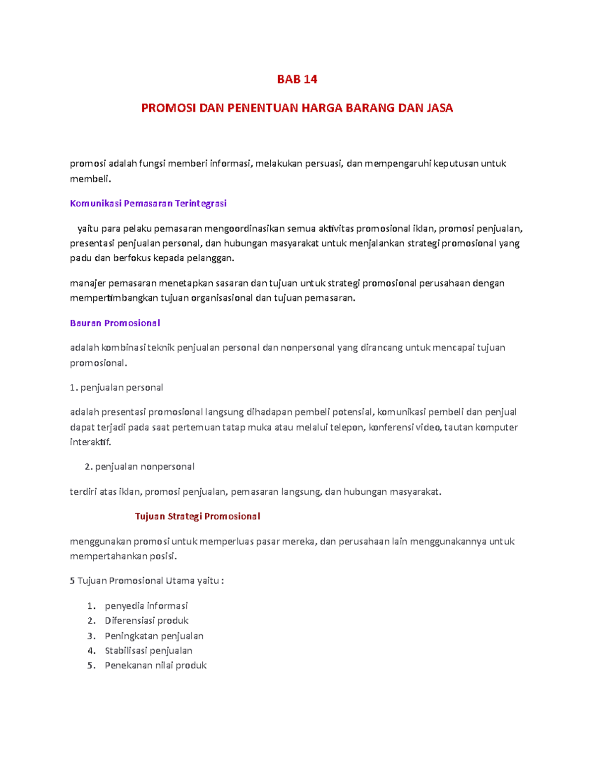 BAB 14 pengantar bisnis - BAB 14 PROMOSI DAN PENENTUAN HARGA BARANG DAN ...