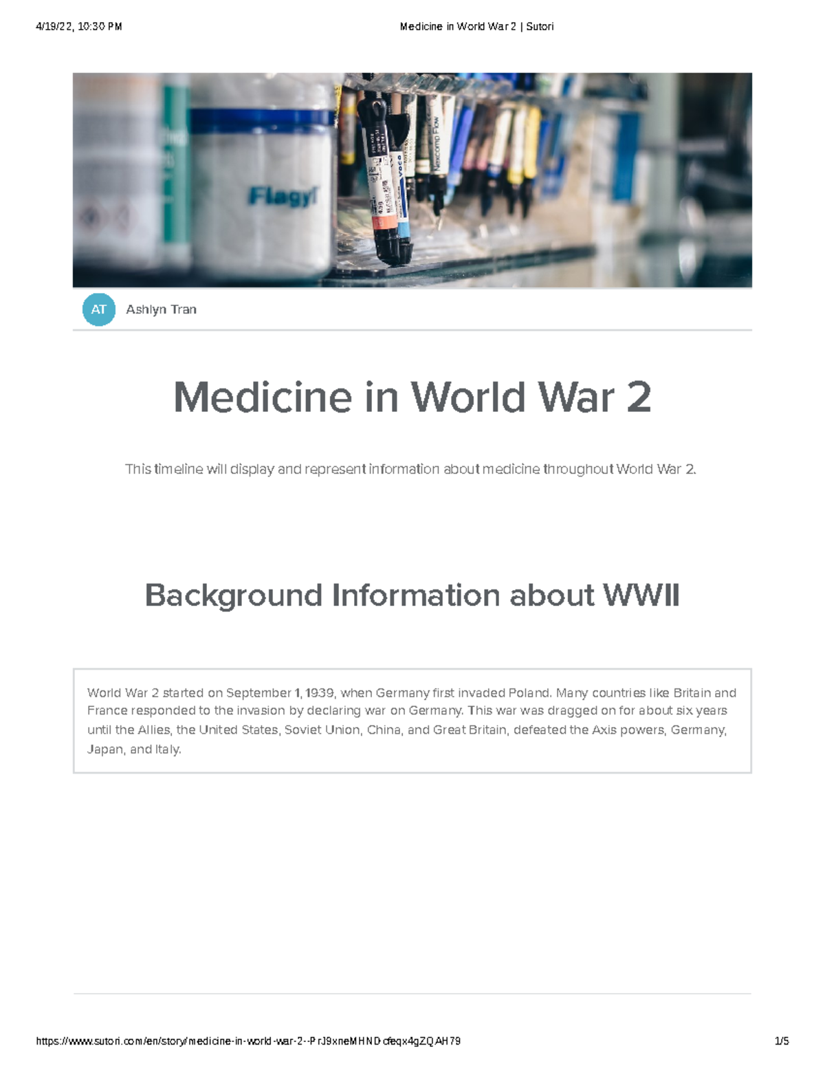 Medicine in World War 2 Sutori - Medicine in World War 2 This timeline ...