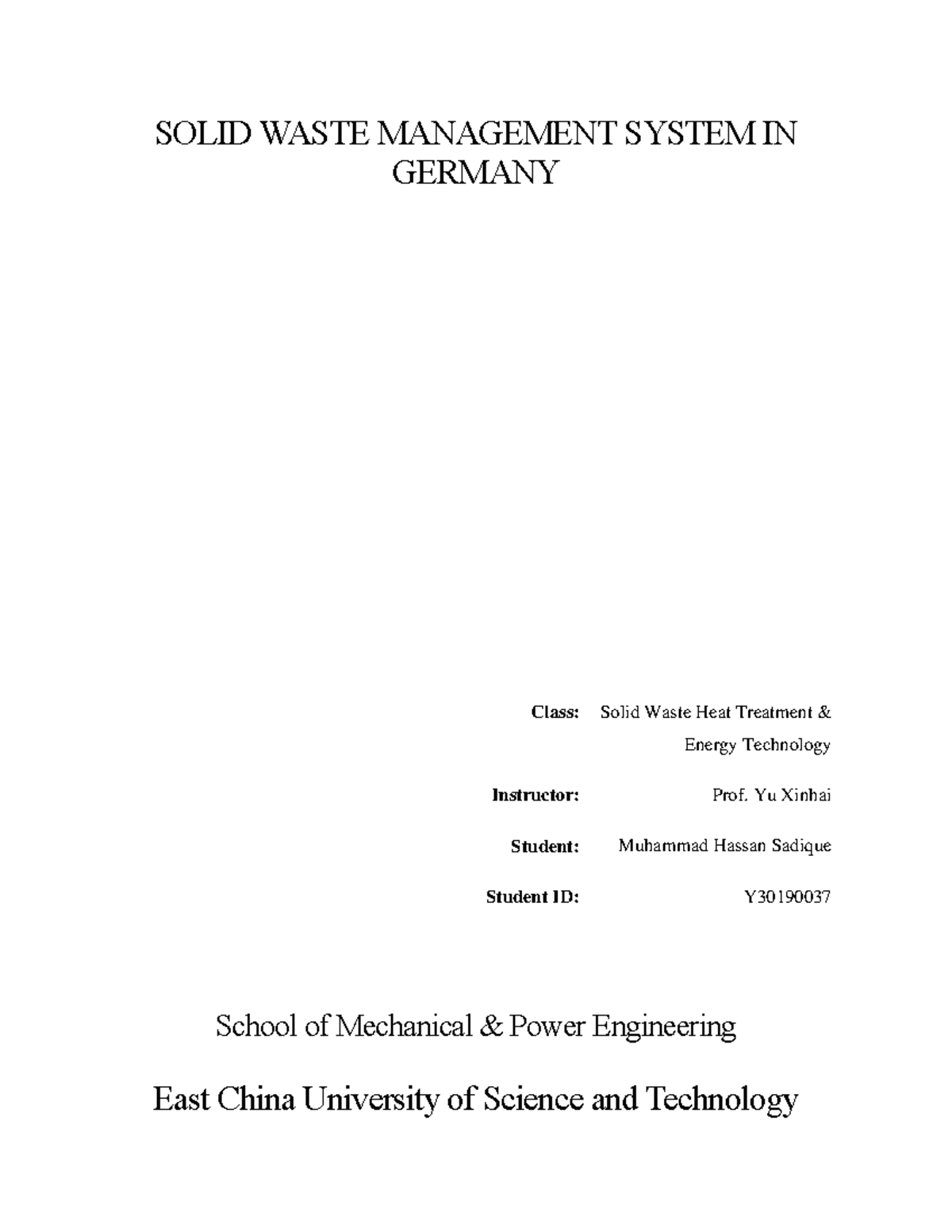 Solid Waste Treatment Paper Hassan - SOLID WASTE MANAGEMENT SYSTEM IN ...