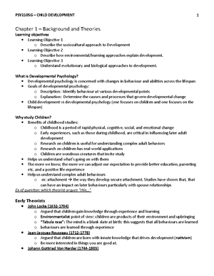 Child Development Textbook Chapter 1 & 2 notes - Underlying Principles ...