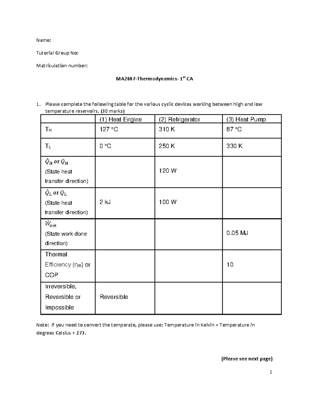 MA2007-CA1-AY2022S2 - CA1 - 1 Name: Tutorial Group No: Matriculation number: MA2007 ...