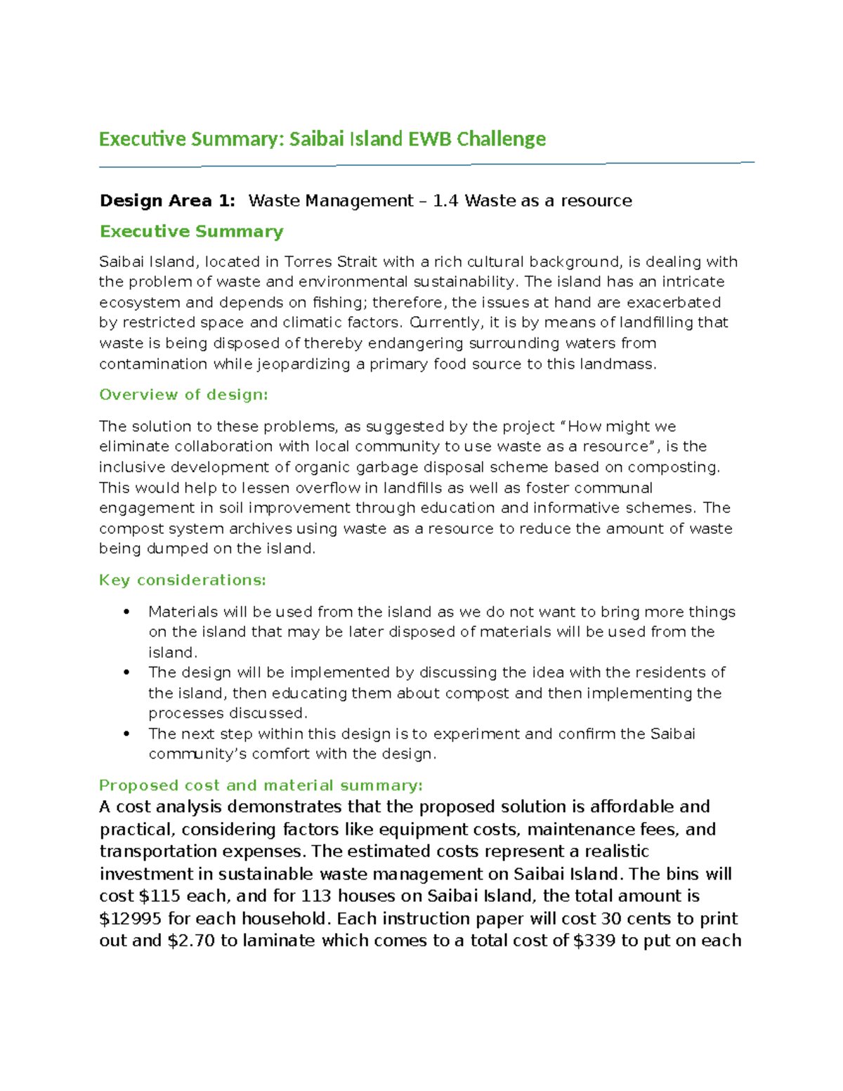 Communication for IT Professional Task 2B - Executive Summary: Saibai ...